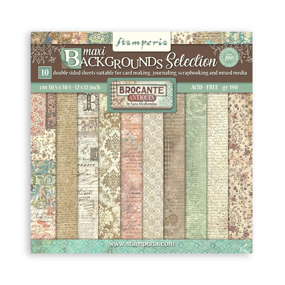 Stamperia Brocante Antiques - 12x12 Maxi Backgrounds Paper Pack — Papermaze