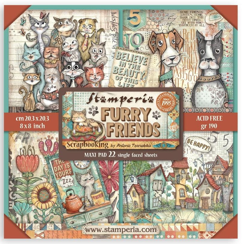 Stamperia Furry Friends - 8x8 Maxi Paper Pack — Papermaze