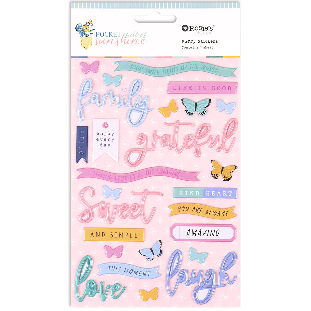 Rosie's Studio Pocket Full Of Sunshine - Puffy Stickers Sentiments ...