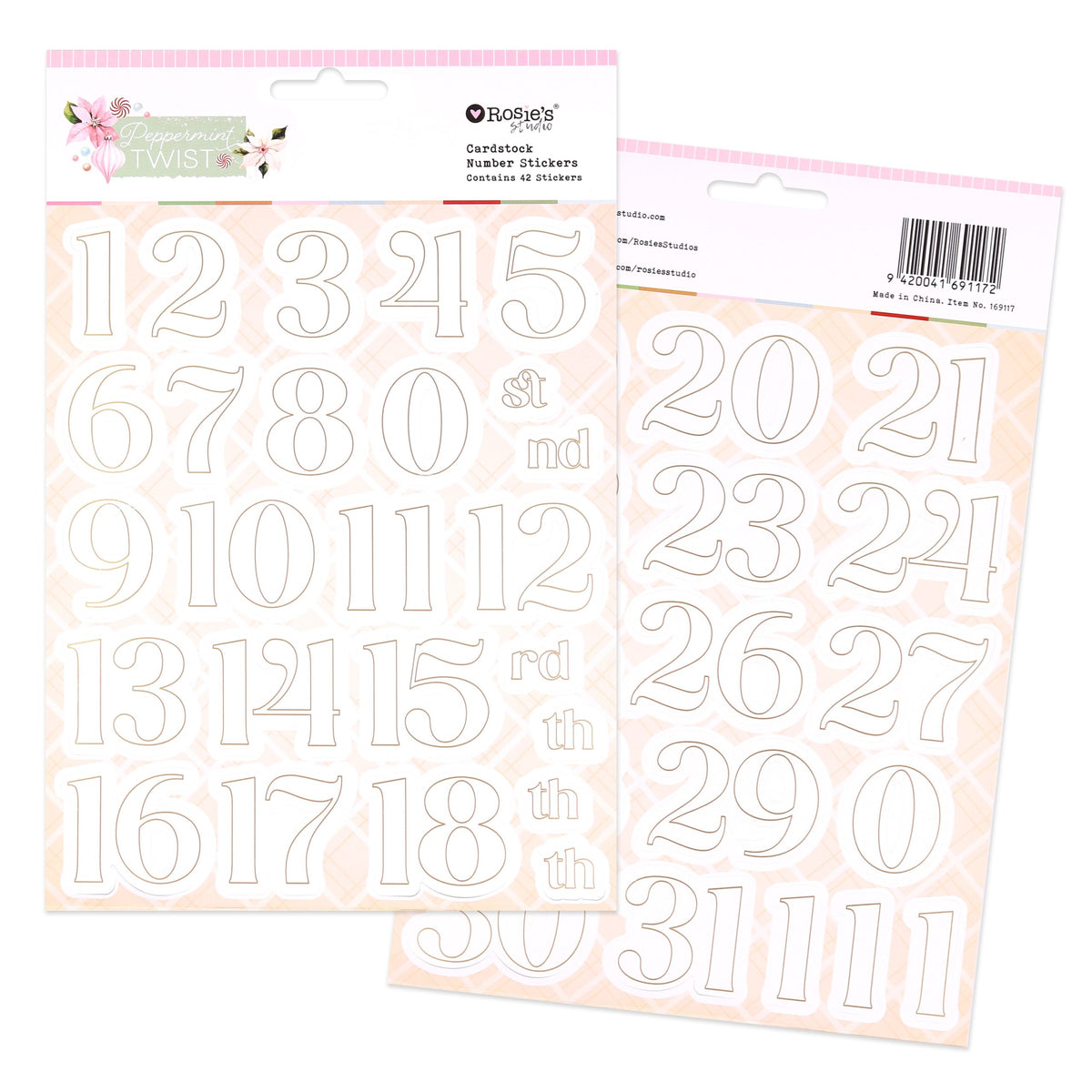 Rosie's Studio Peppermint Twist - Cardstock Number Stickers — Papermaze