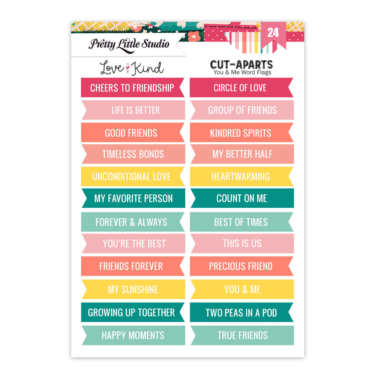 Pretty Little Studio Love Is Kind - You & Me Word Flags Cut-Aparts ...