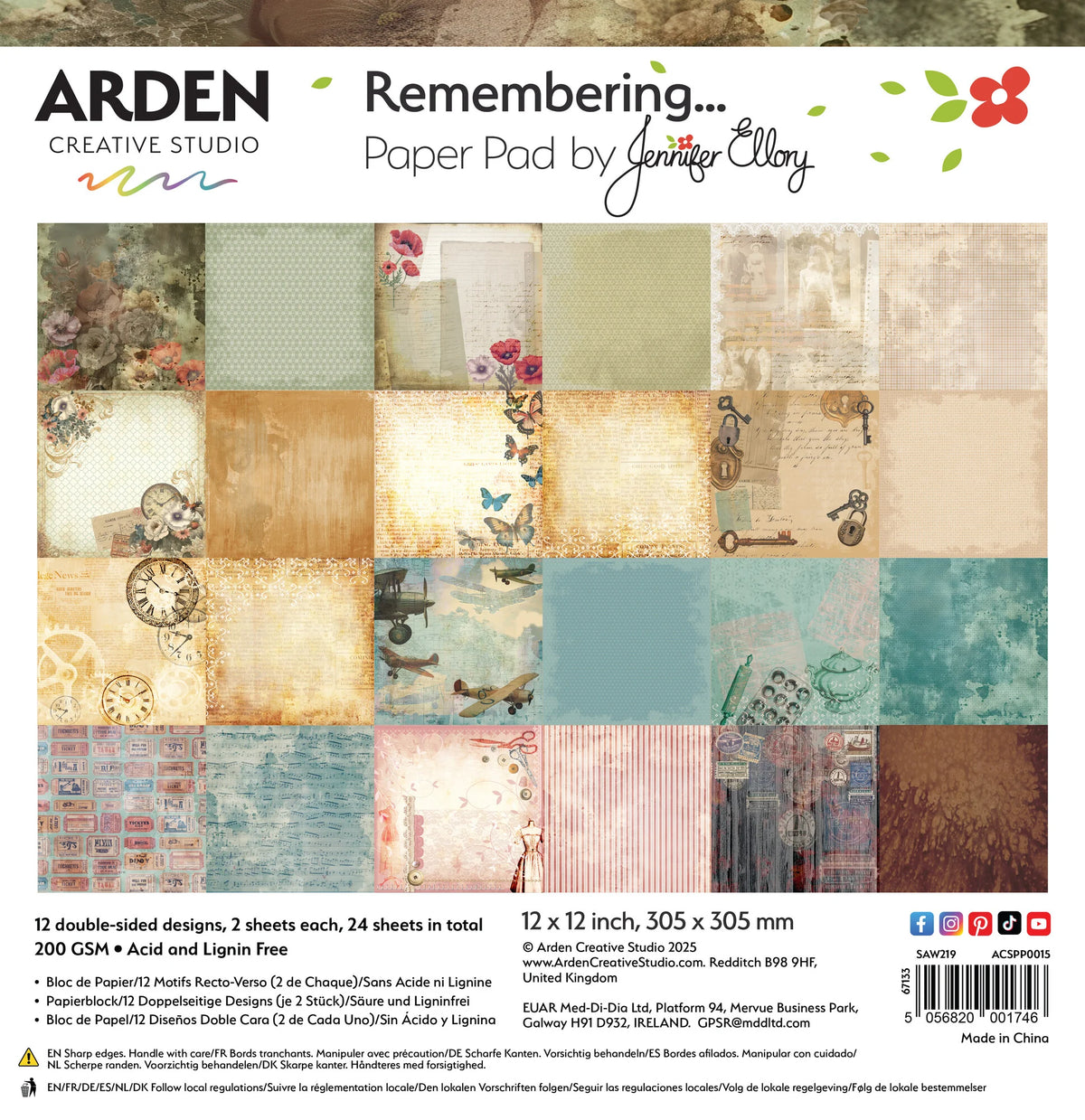 Arden Creative Studio Remembering... - 12x12 Paper Pad — Papermaze