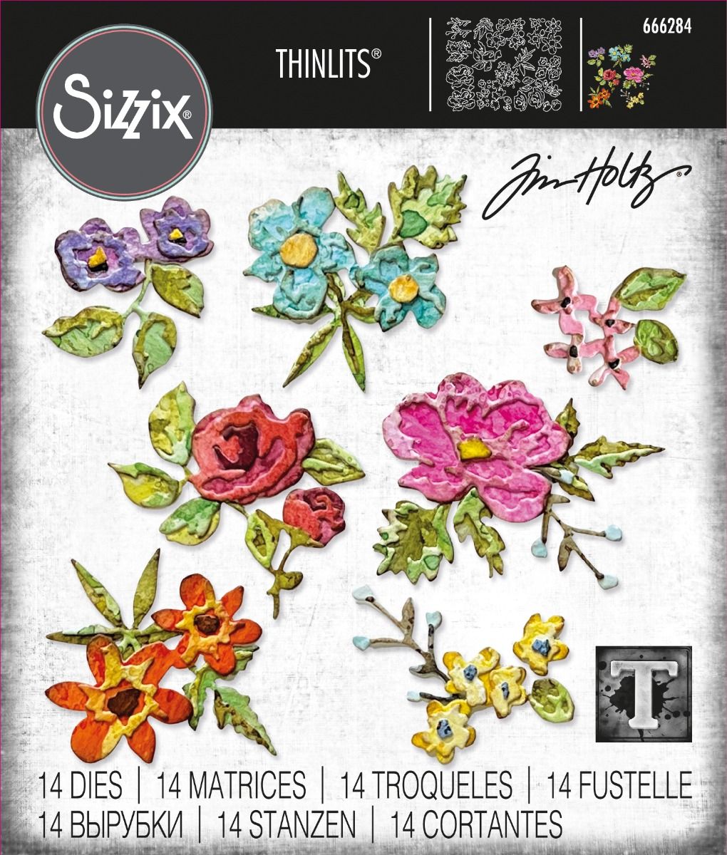 Sizzix Tim Holtz Thinlits Die - Brushstroke Flowers Mini — Papermaze